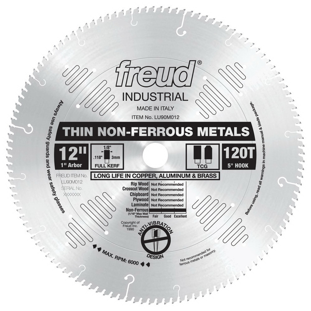 White Cap | Freud 12" 120T 1" Arbor Non Ferrous Metal